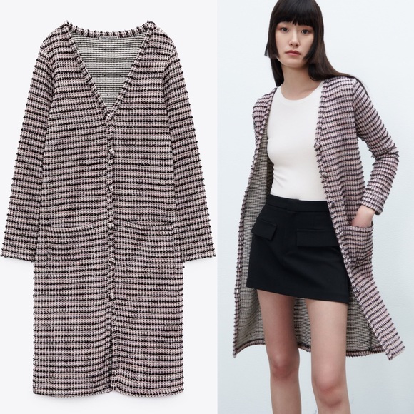 Zara | Dresses | Nwt Zara Tweed Textured Cardigan Textured Dress | Poshmark